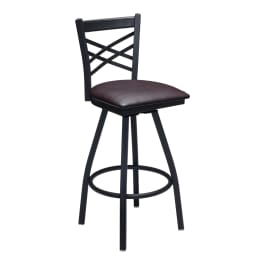 Metal Cross-Back Swivel Bar Stool